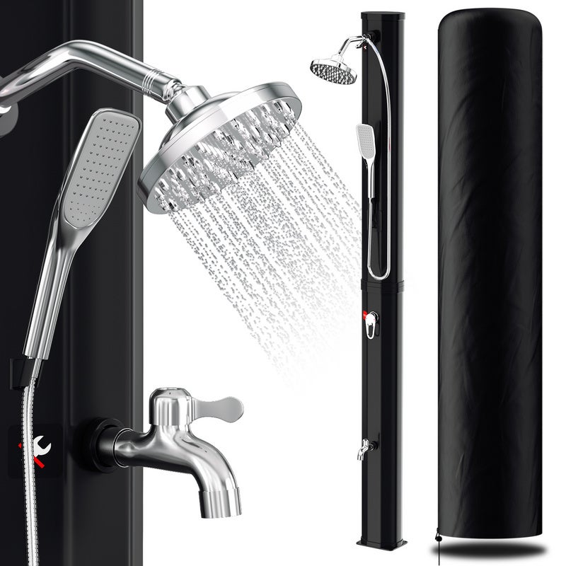 Ducha solar para jardín 35L negra, teleducha, rociador redondo, ducha ...