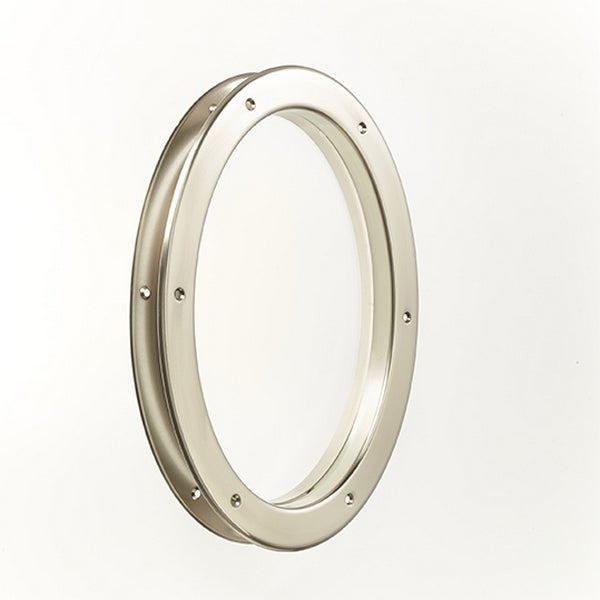 Hublot de porte métal ovale nickelé mat 28x38cm | Leroy Merlin