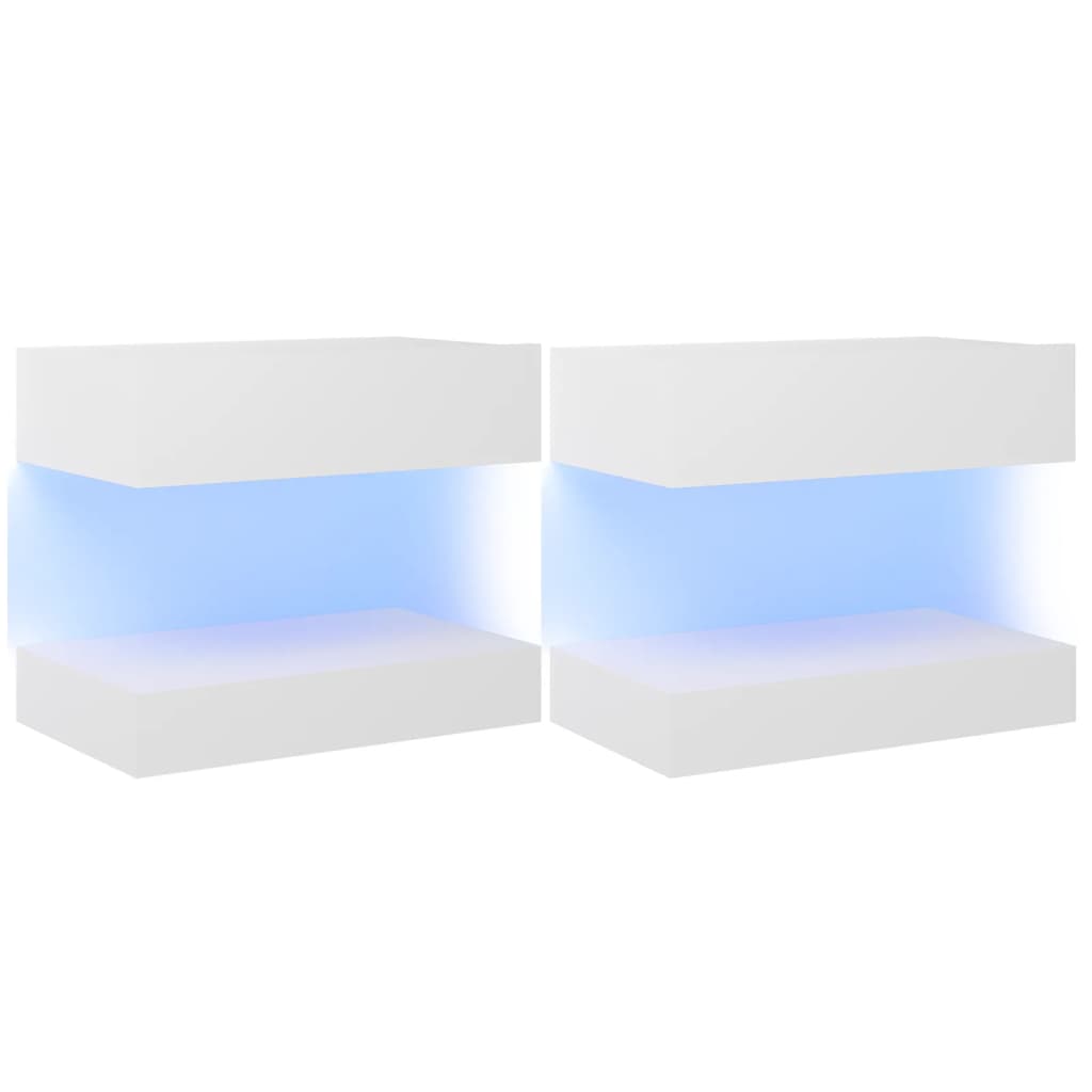 Tables de chevet à LED 2 pcs Blanc 60x35 cm | Leroy Merlin