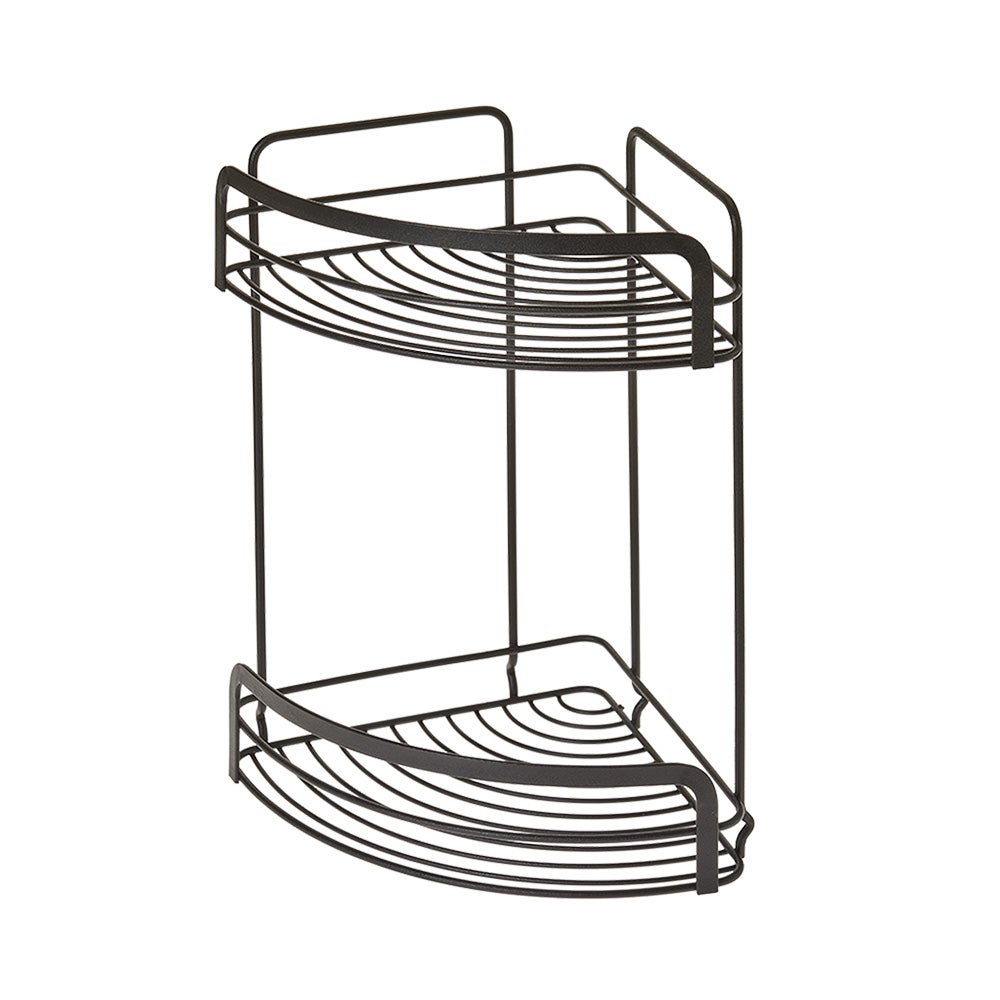 Tablette de douche en acier noir avec 2 étagères hautes | Leroy Merlin