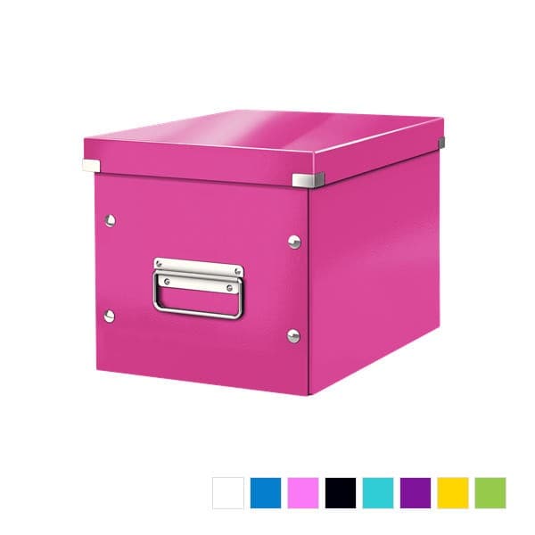 Boîte de rangement Cube en Carton Solide Taille Moyenne - Rose | Leroy ...