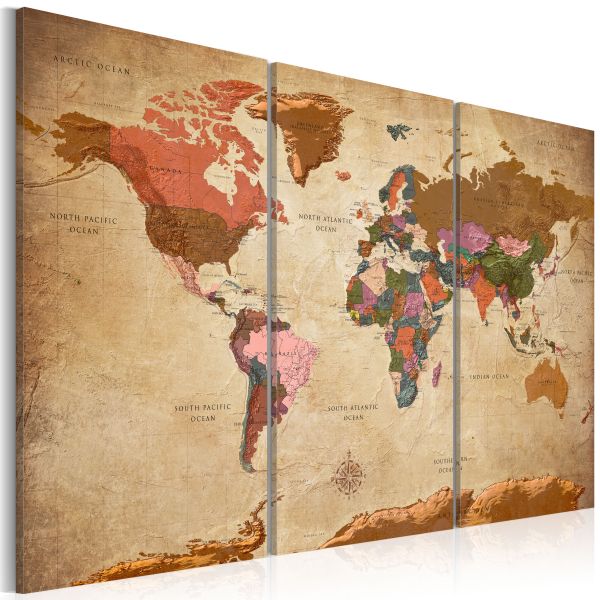 Tableau Cartes du monde Maps: Brown Elegance 120x80 cm | Leroy Merlin
