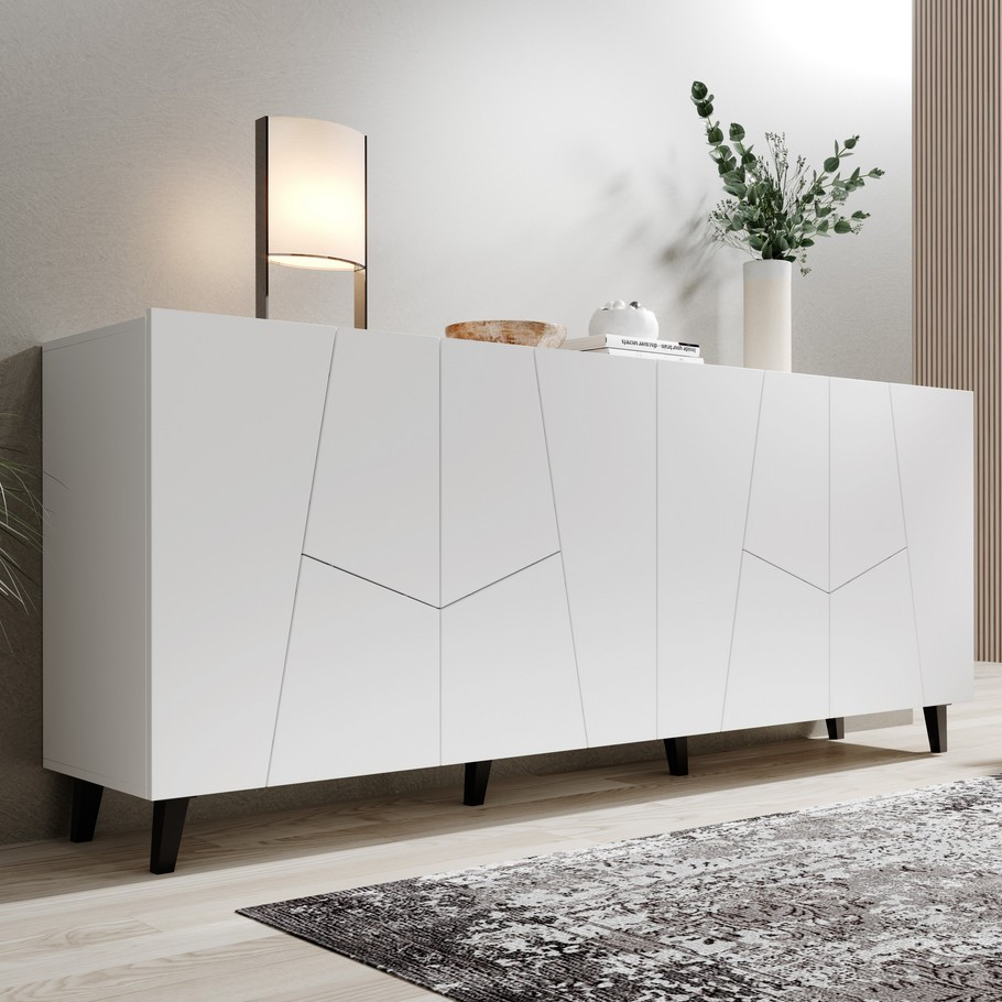 Buffet design blanc mat 200 cm Fuji | Leroy Merlin