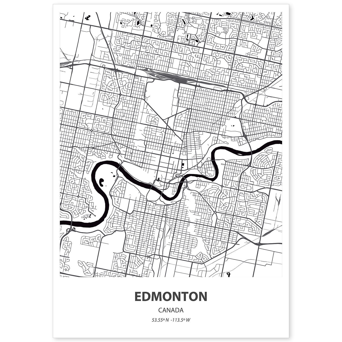 Affiche De La Carte D'edmonton - Canada. Fiches Des Villes Du Canada ...