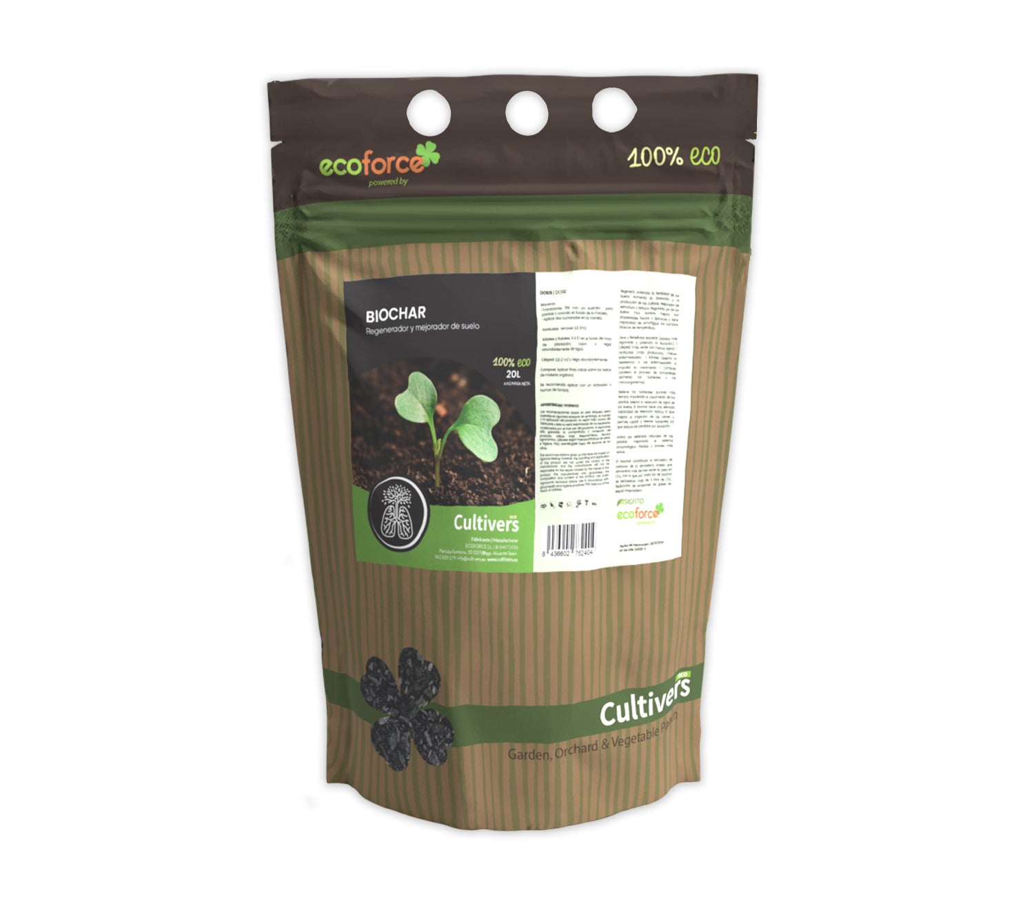 CULTIVERS Biochar 20 L (4kg) Carbón para Huerto, Césped, Compost y ...