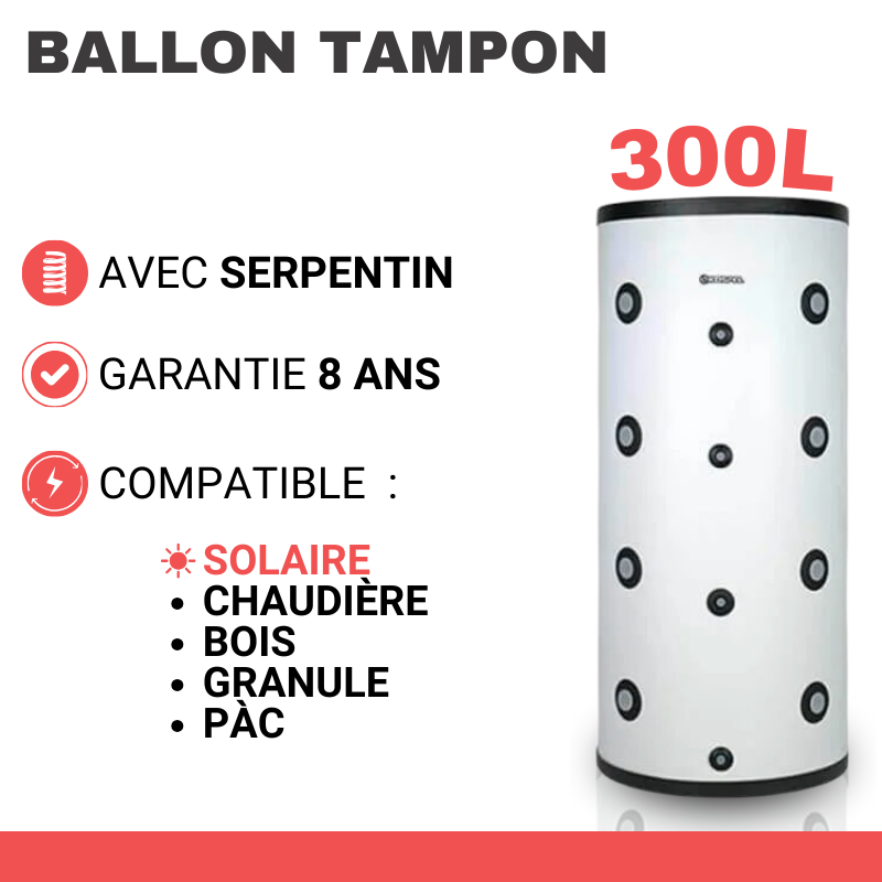 Ballon tampon Kospel 300 Litres avec échangeur | Leroy Merlin