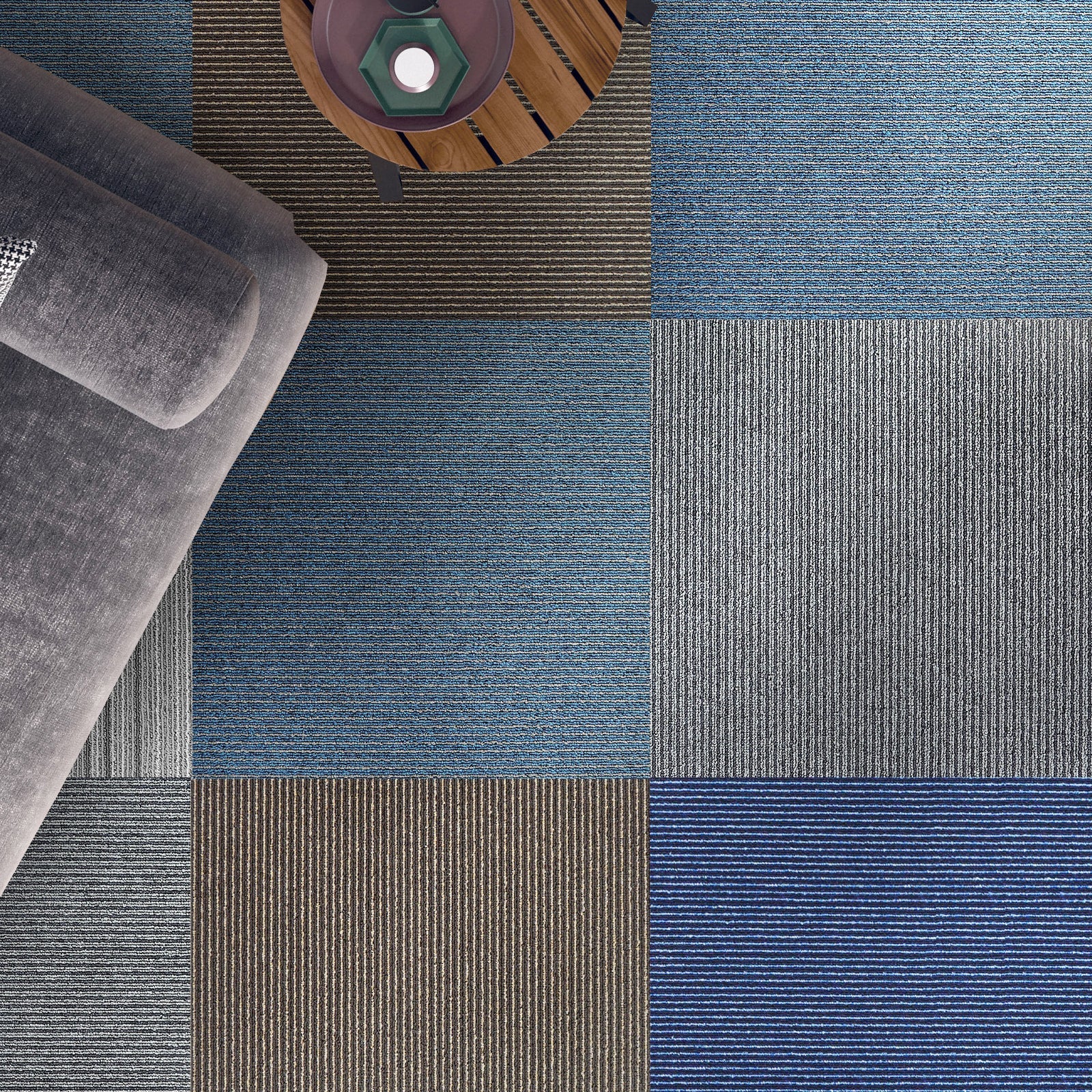 Alfombra antiestática y fonoabsorbente en losetas Bohemia Azul 50 x 50 ...