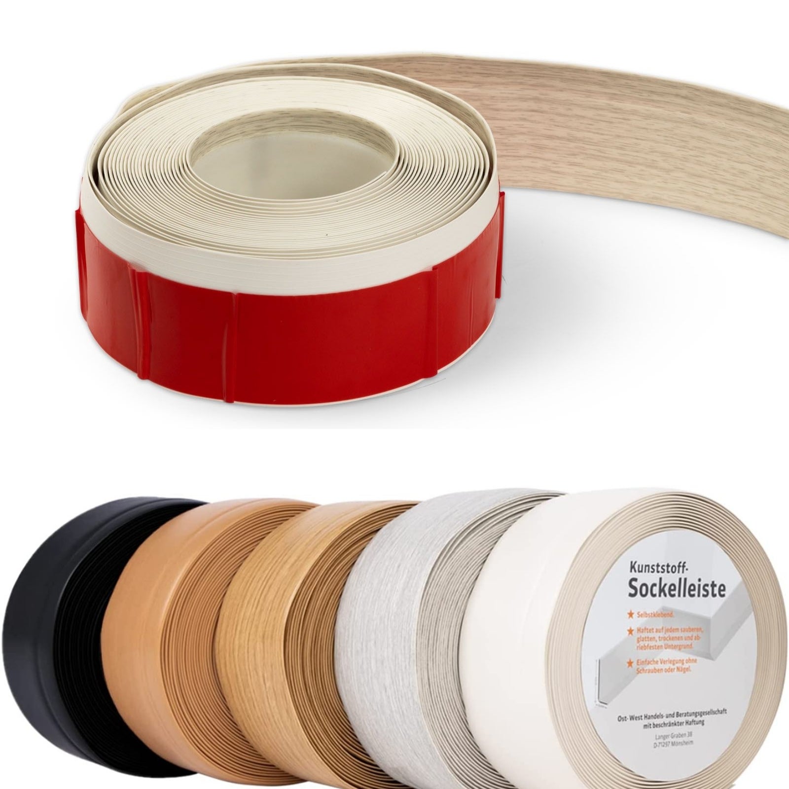 Oslo Rodapié flexible autoadhesivo PVC Roble, Altura 50 mm, Anchura 15 ...