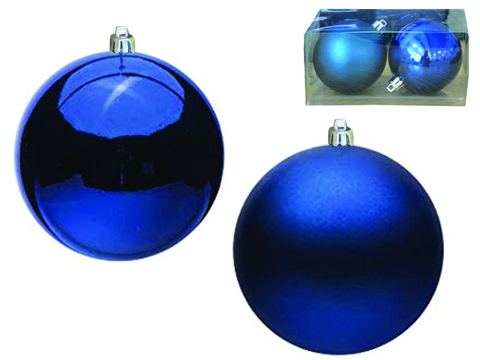 Sfere lisce in plastica 1 lucida + 1 satinata colore blu - mm.80 box pz ...