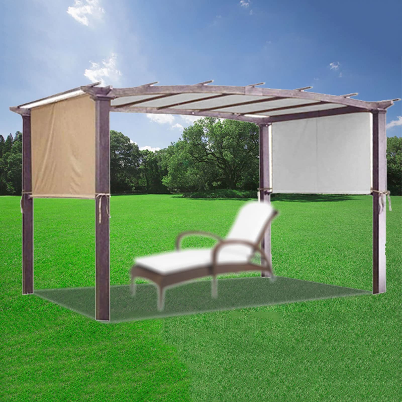 Tetto per pergola, tenda parasole scorrevole regolabile, tessuto Oxford ...