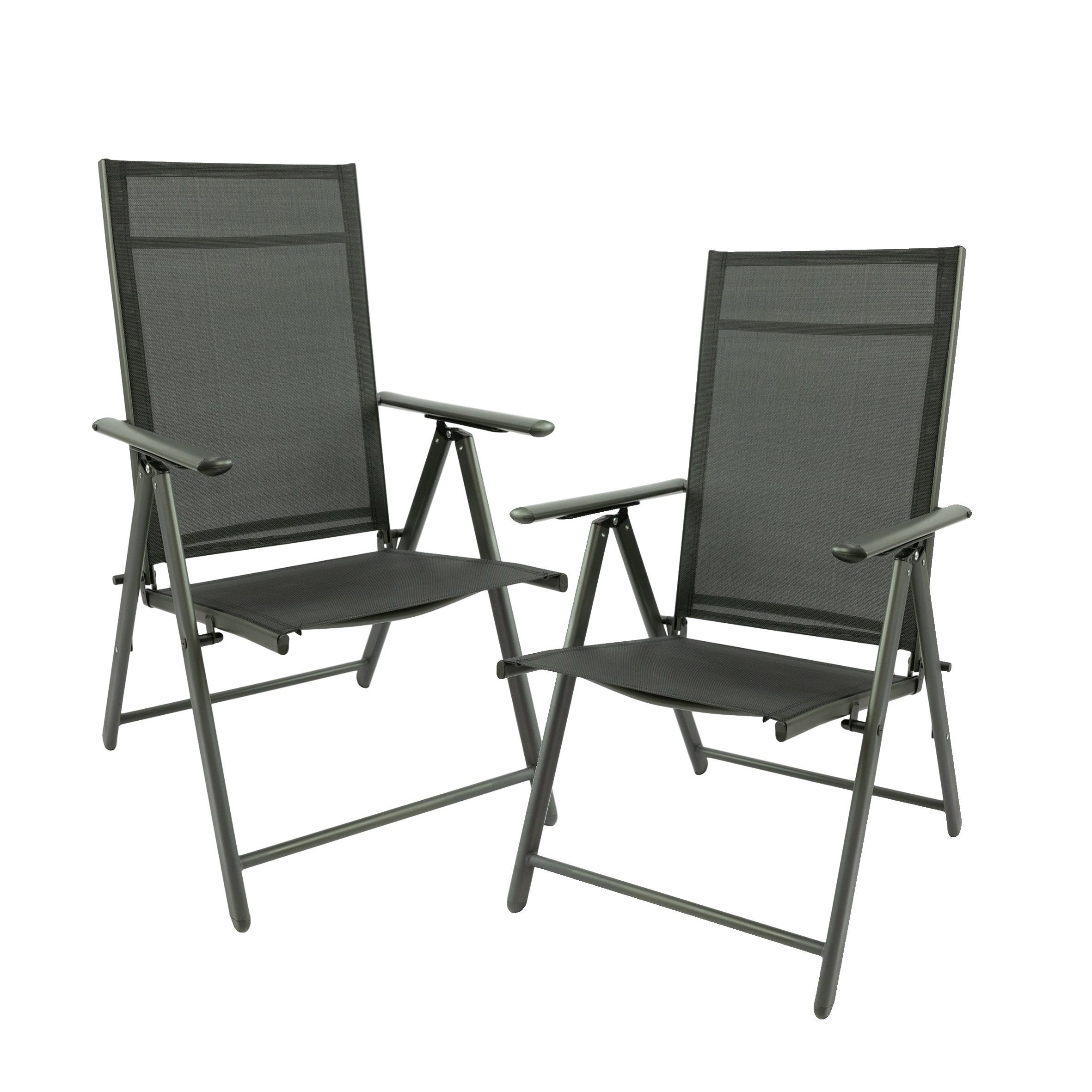 Maxxgarden Lot De 2 Chaises De Jardin Pliantes 56 X 56 X 110 Cm Aluminium Argentnoir