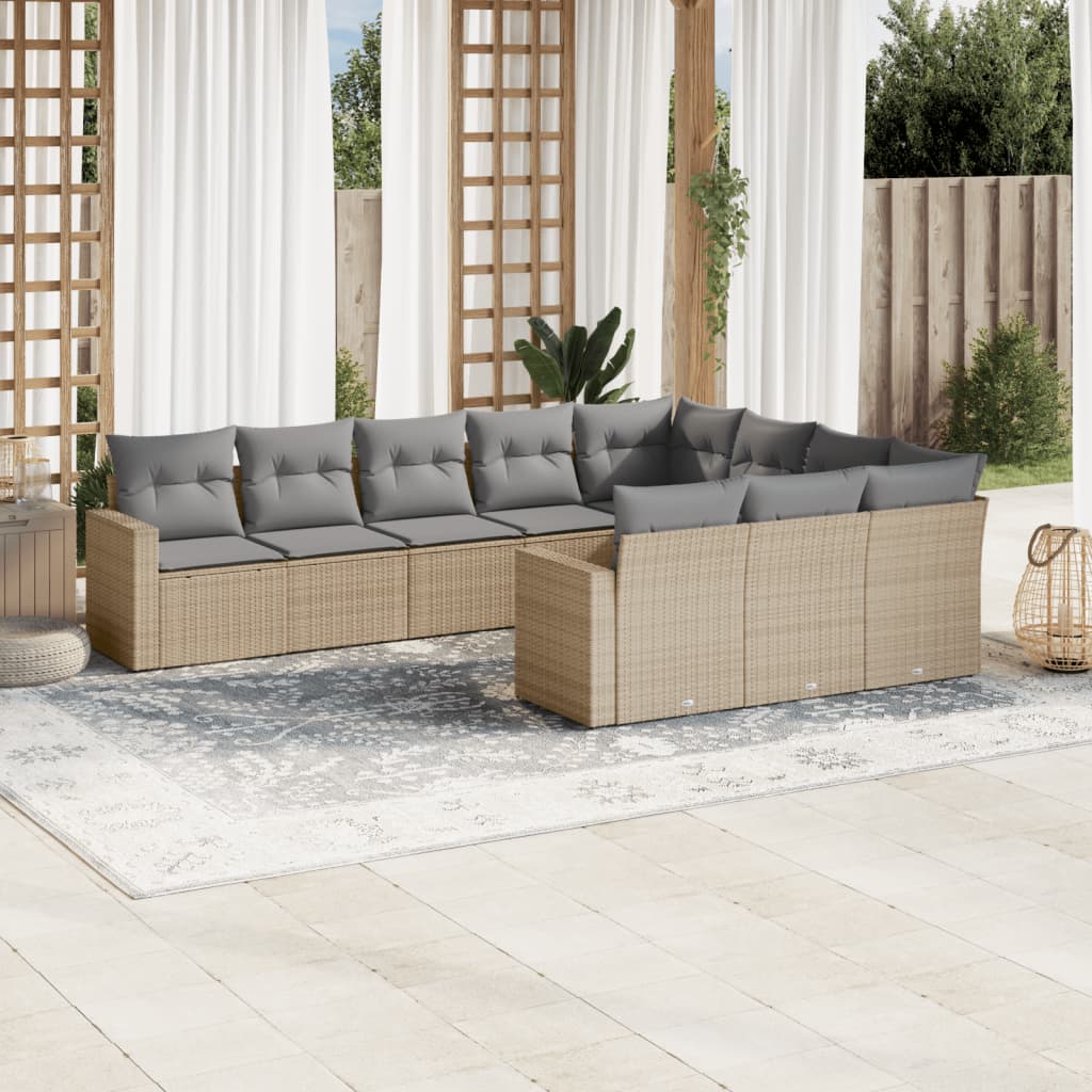 Maison Exclusive - Salon de jardin avec coussins 10 pcs beige résine ...