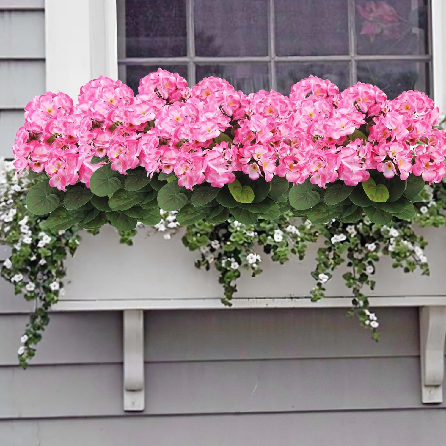 4 Pack de flores artificiales de geranio de seda resistentes a los ...