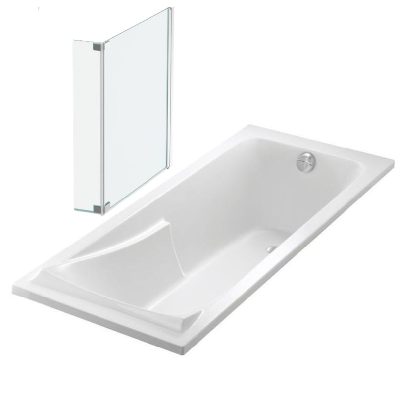 Lot baignoire droite 170 X 75 JACOB DELAFON Corvette + pare-bain 2 volets chromé | Leroy Merlin