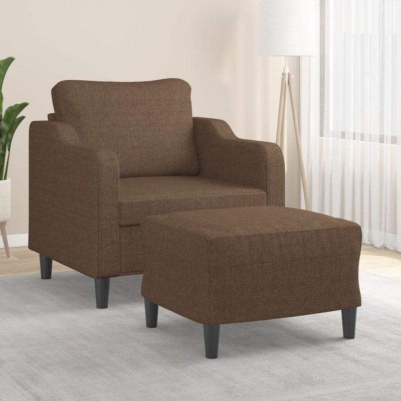 Sillón con taburete tela marrón 60 cm vidaXL | Leroy Merlin