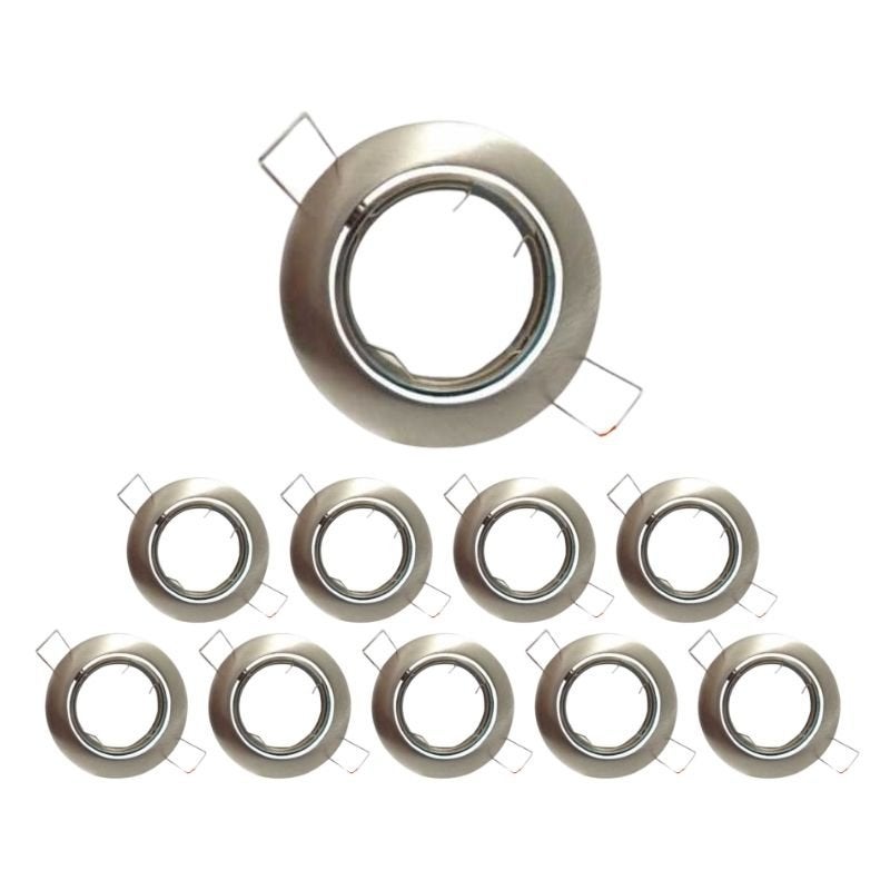 Support Spot Encastrable GU10 LED Orientable Rond - Pack de 10 / Inox ...