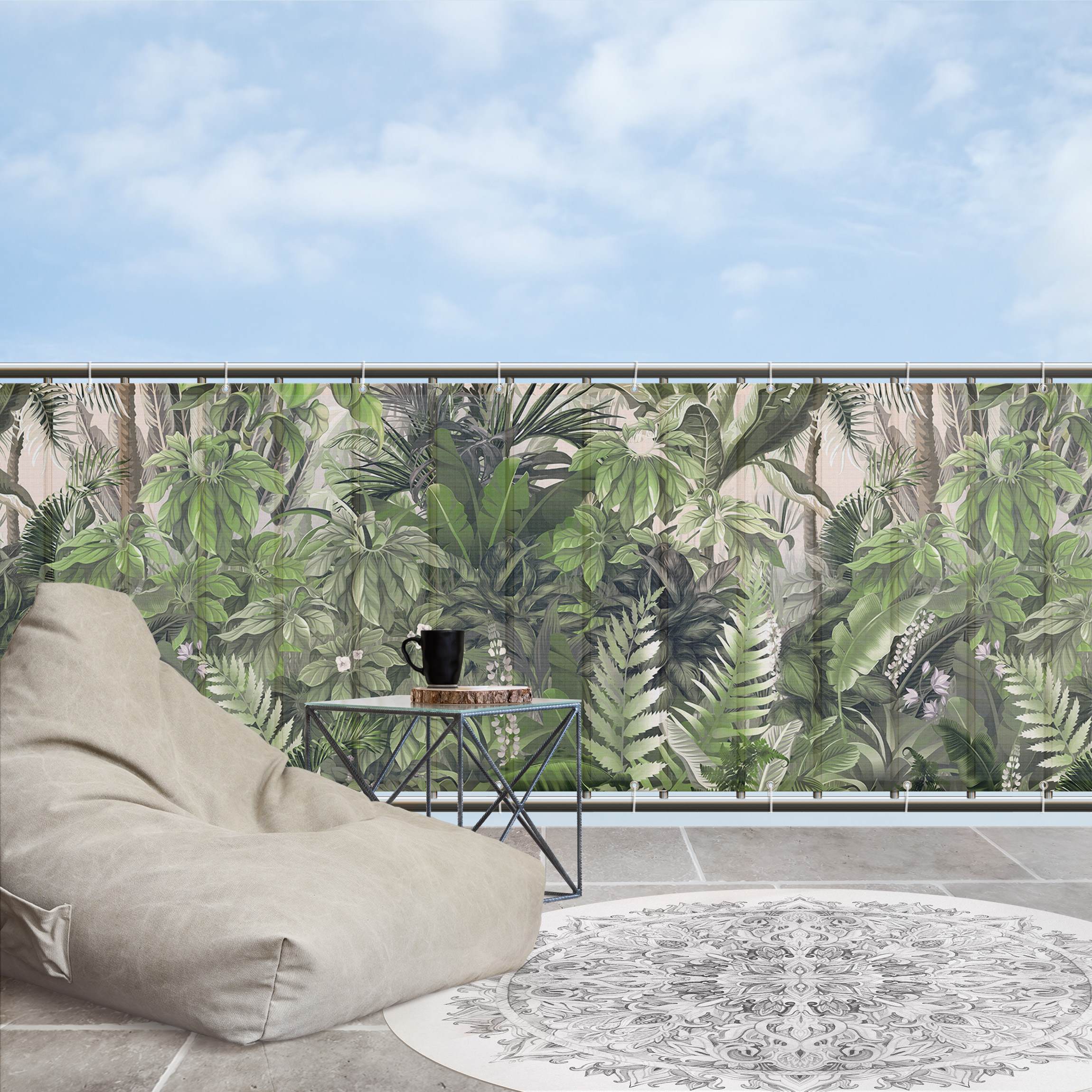 Brise-vue pour balcon - Plantes de la jungle en vert 150 x 75 cm ...