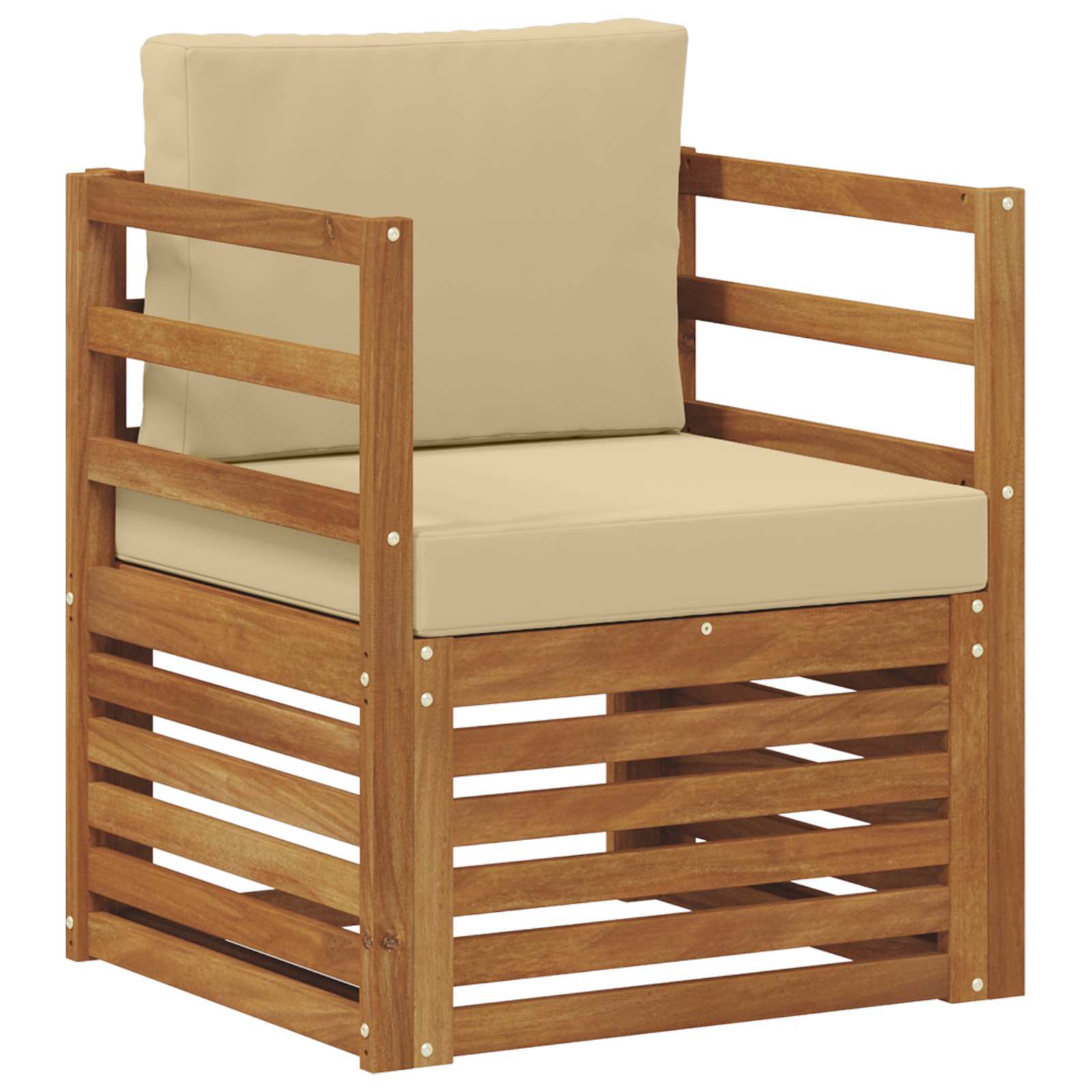 Sofá de exterior Madera de Acacia Sólida y Poliéster Natural | Leroy Merlin