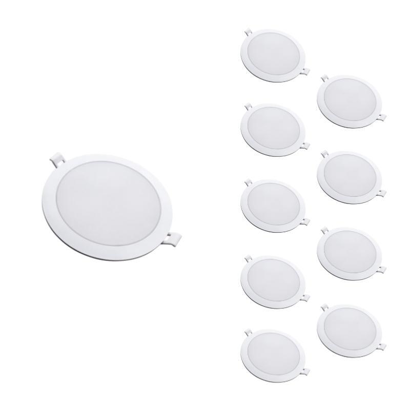 Downlight LED Slim Rond BLANC 12W Ø115mm - Pack de 10 / Blanc Neutre 4000K - 5500K - SILUMEN ...