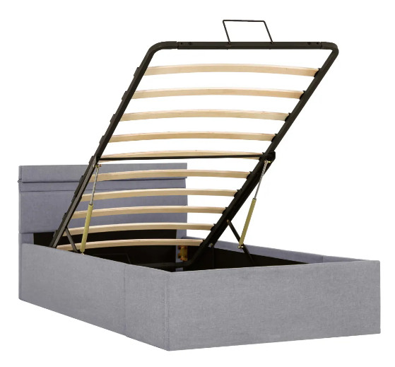 Lit coffre à LED tissu gris clair Rundo 90x200 | Leroy Merlin