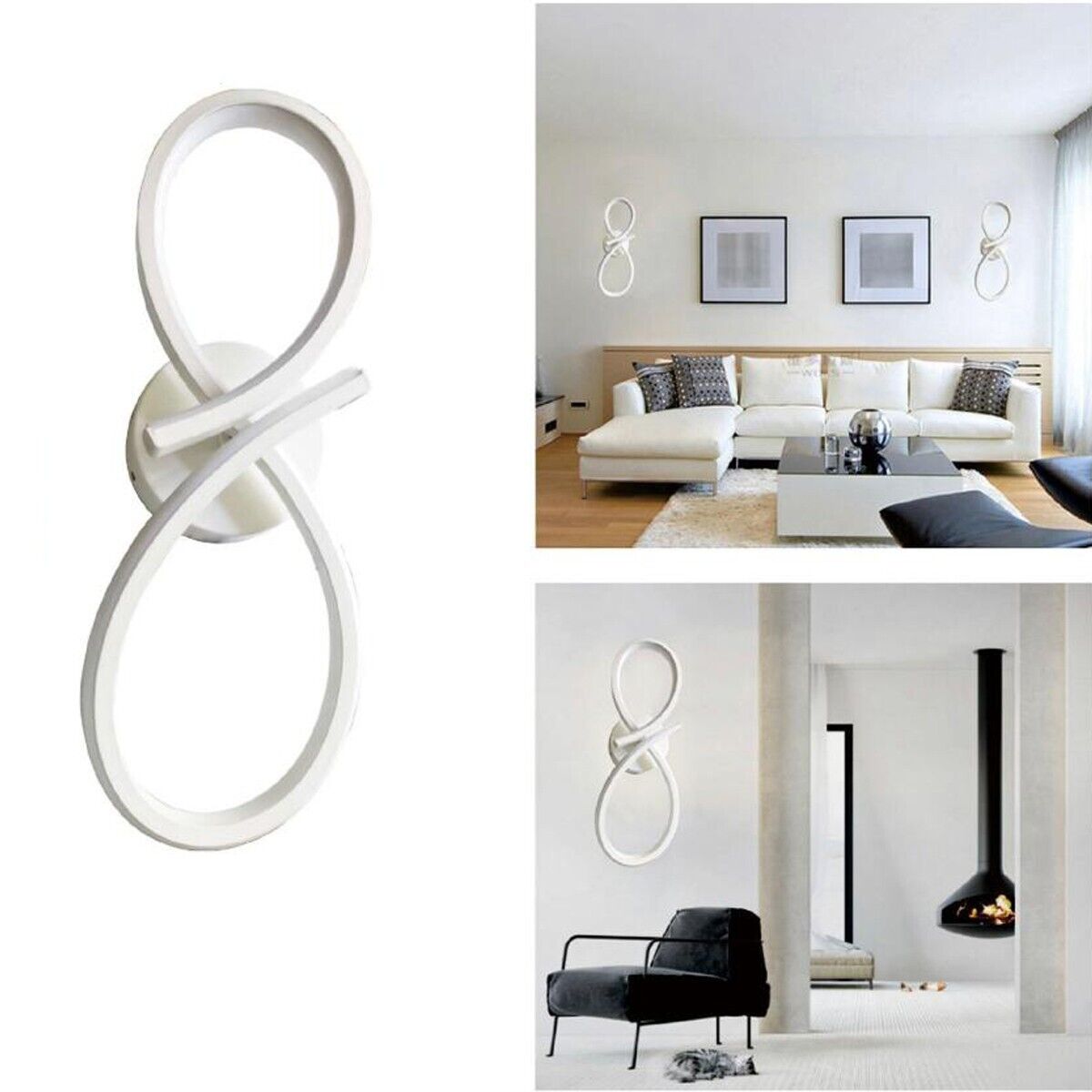 APPLIQUE LAMPADA INTERNO MODERNA PARETE MURO INFINITO 12W LUCE NATURALE ...
