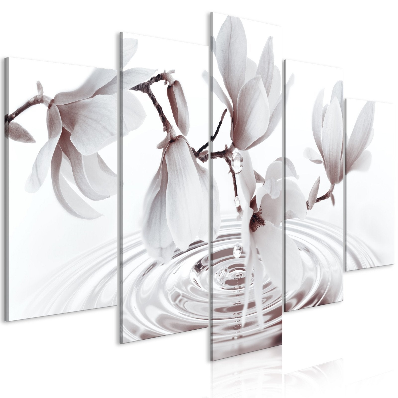 Tableau Magnolias over Water Wide Grey - 100 x 50 cm | Leroy Merlin