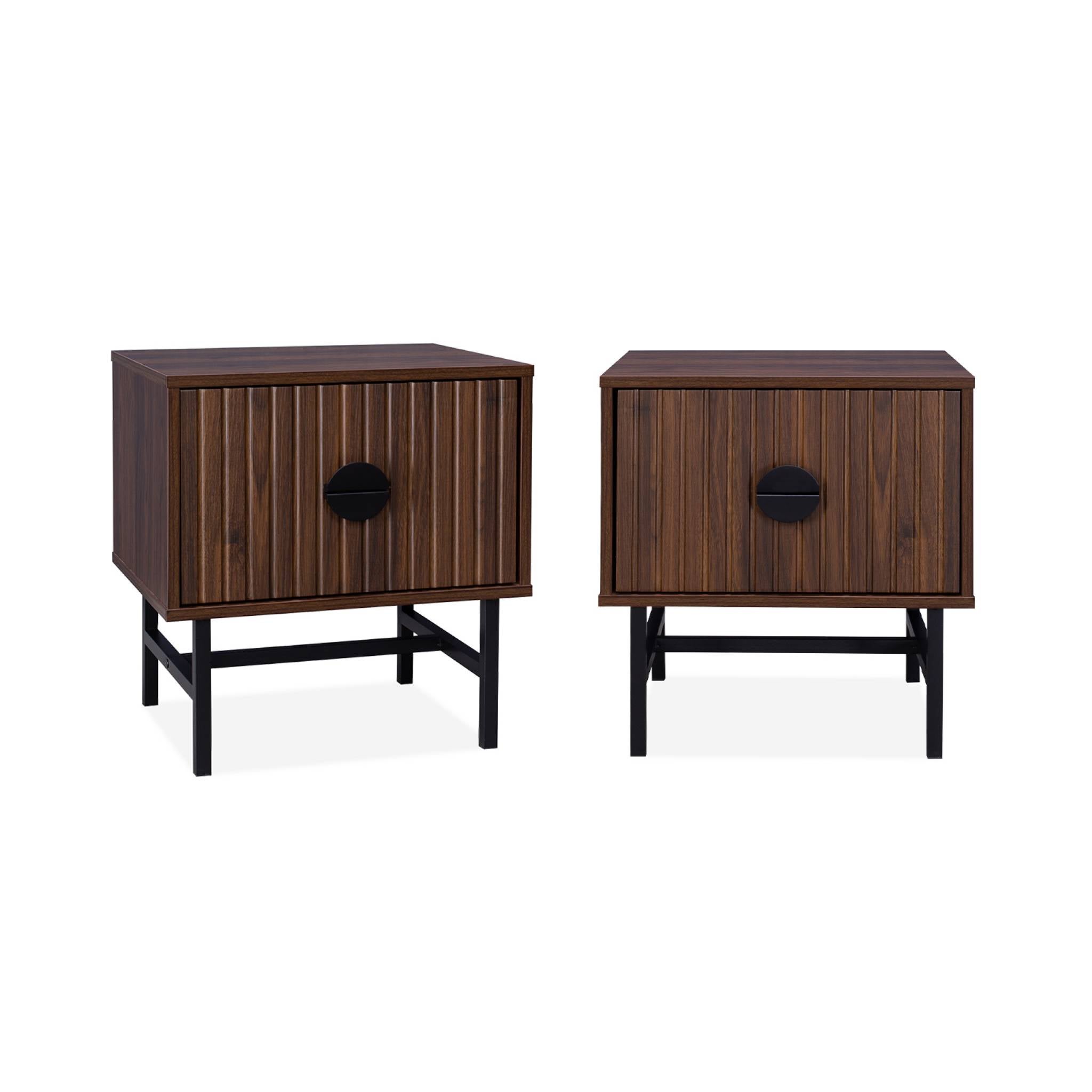 Lot de 2 tables de chevet effet bois foncé. un tiroir. L 48 x l 39 x H ...