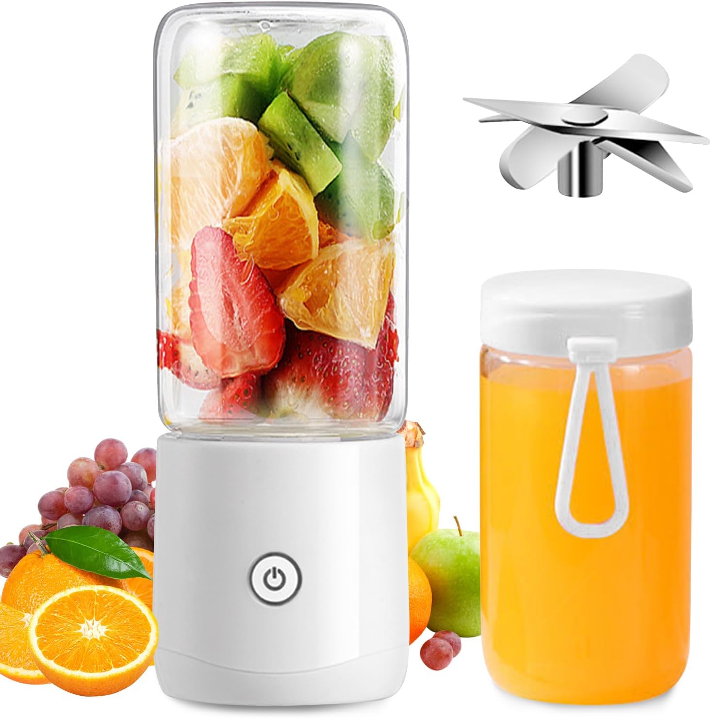 Batidora portátil de 380 ml, 8 cuchillas, recargable por USB, mini ...