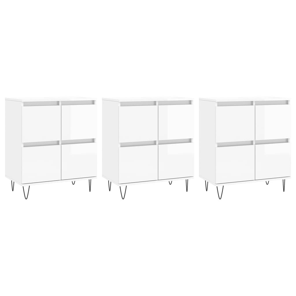 Buffets 3 pcs contreplaqué blanc brillant | Leroy Merlin