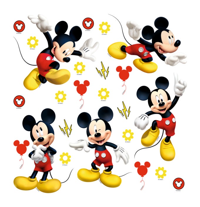 Mural decorativo autoadhesivo Mickey Mouse rojo y amarillo - 30 x 30 cm ...