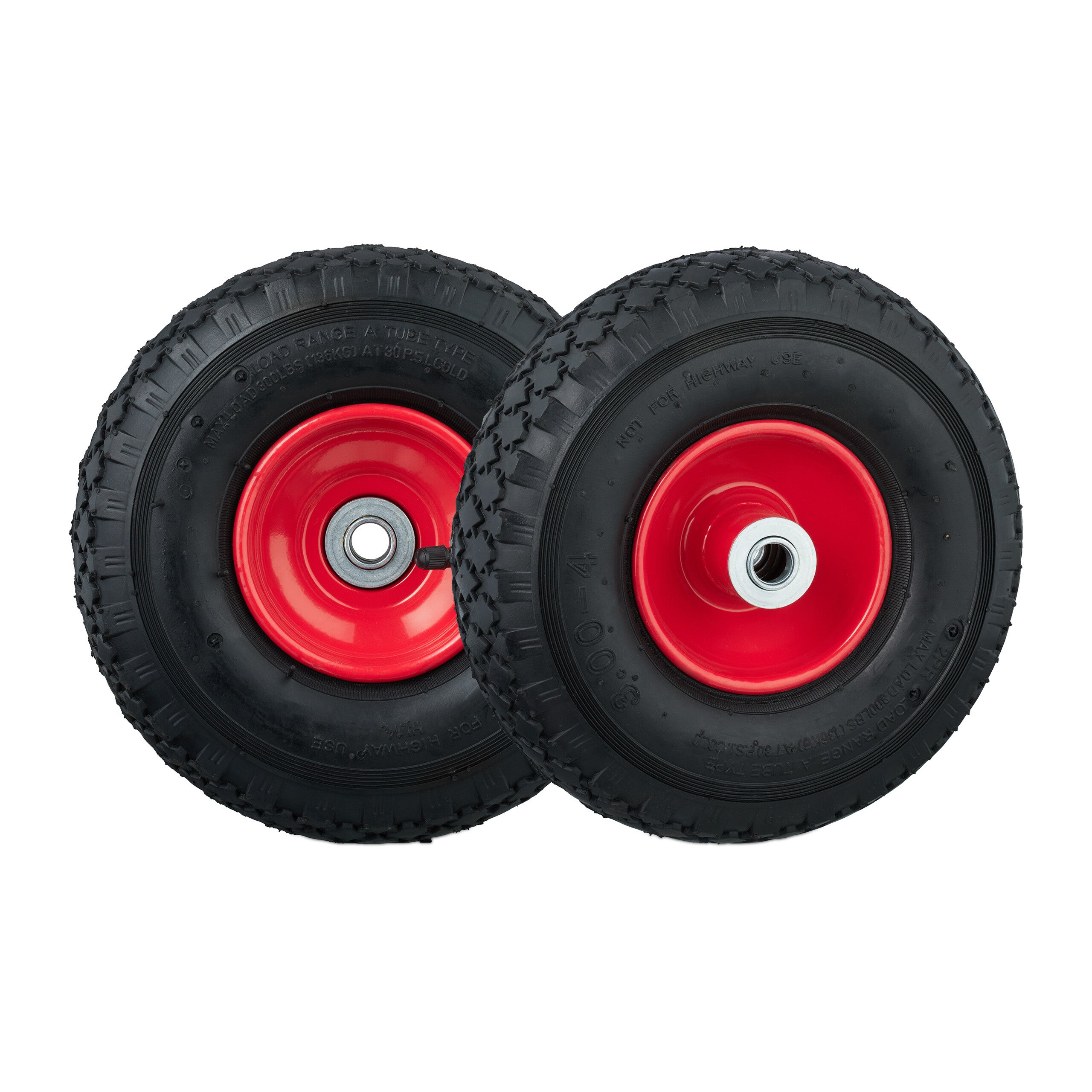 Relaxdays Roue de diable, 3.00-4, lot 2, pneumatique, jante en acier, D ...