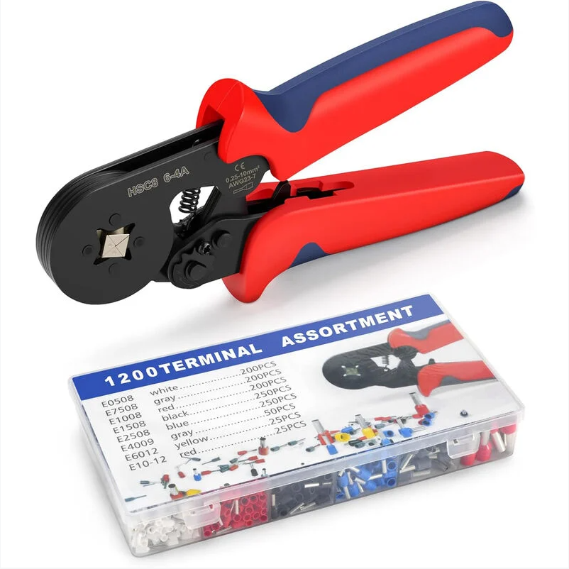 Pince à Sertir Outil de Sertissage Kit AWG23-7/0.25-10mm² avec 1200 Cosses de Câbles Isolées à ...