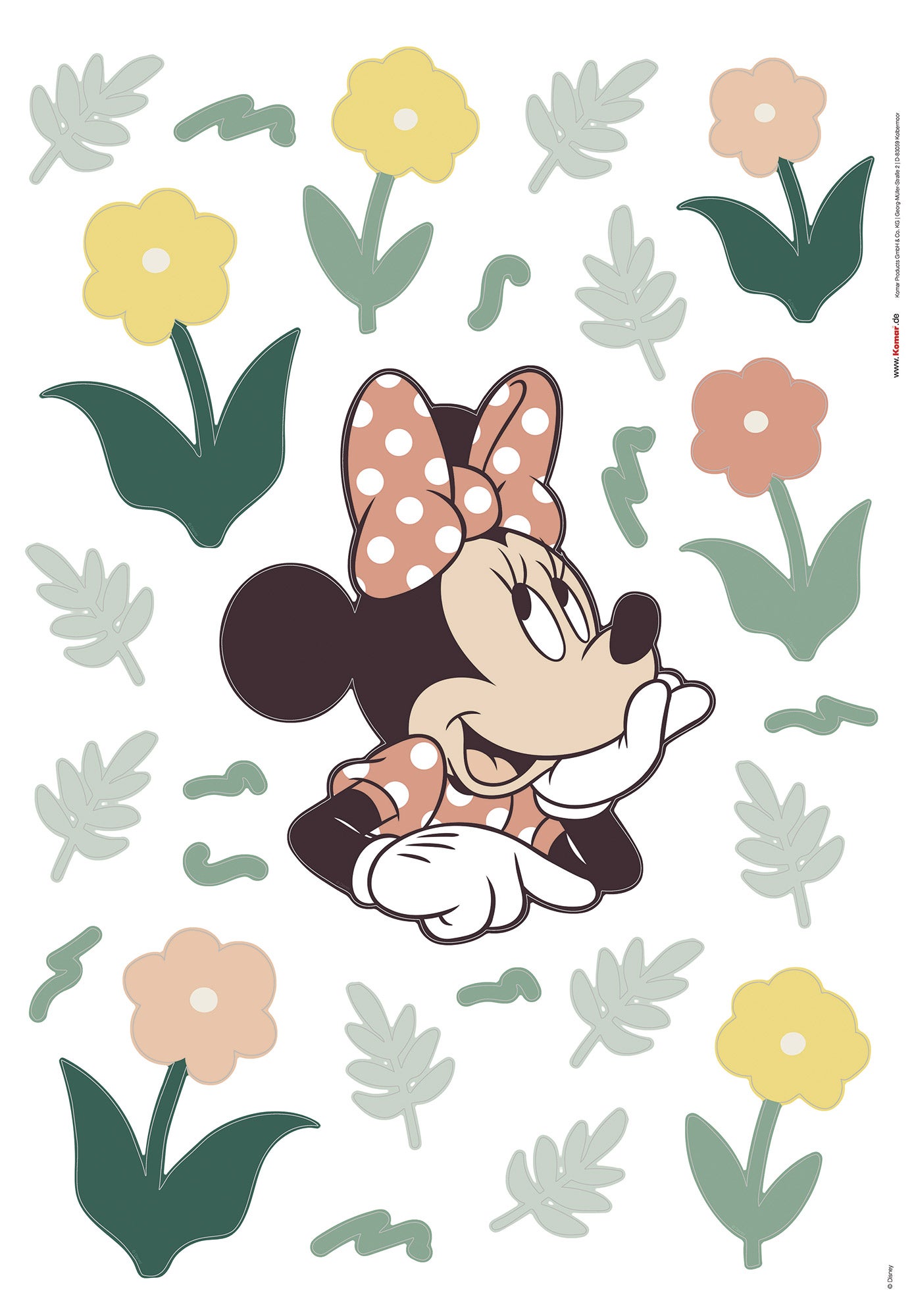 Mural decorativo autoadhesivo Minnie Mouse verde, rosa y amarillo - 50 ...