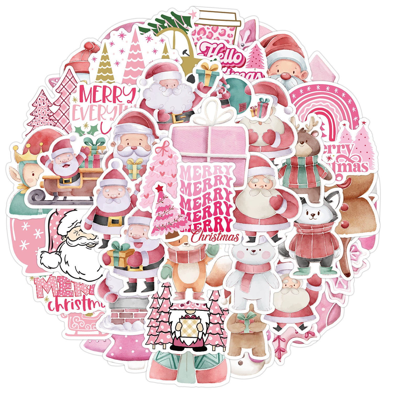 50 Pièces Autocollants Noël - Rose Noel Stickers de Noel - Imperméables ...