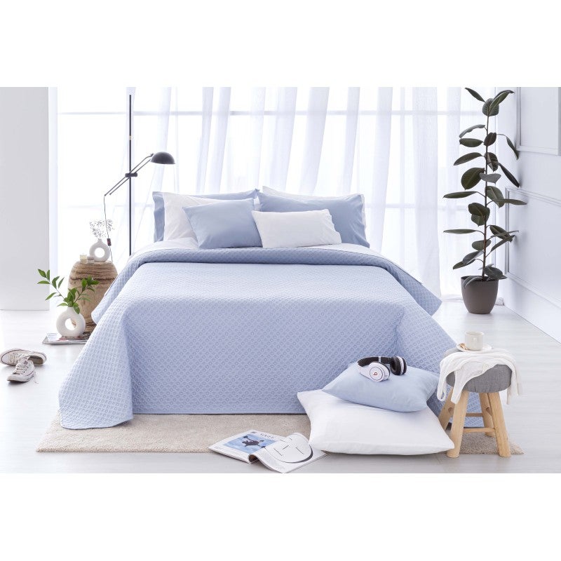Colcha chic azul claro cama 80/90 - 180x260cm | Leroy Merlin