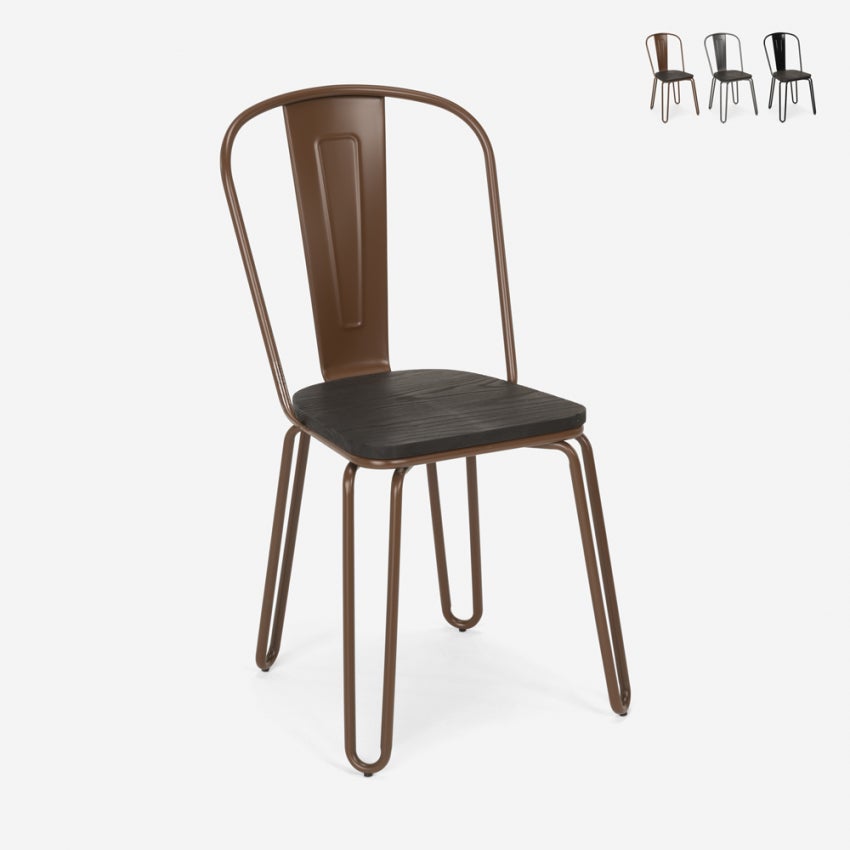 Sedie design industriale stile acciaio per bar e cucina ferrum one ...