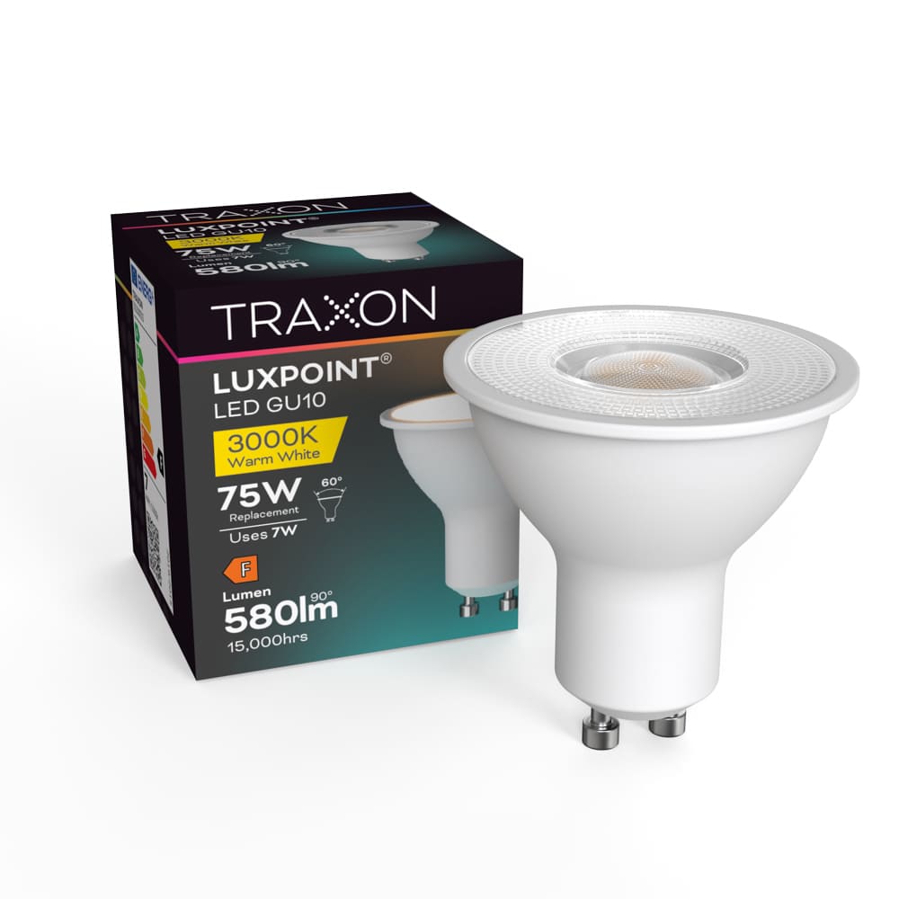 TRAXON LUXPOINT® LED Bulb Bombilla GU10 7W 3000K 60° (Pack 10 und ...