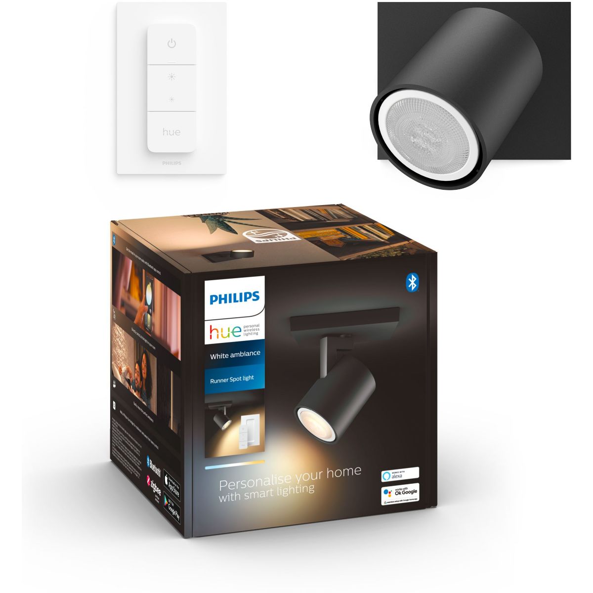 Luminaire PHILIPS HUE White Ambiance RUNNER Noir+tlc | Leroy Merlin