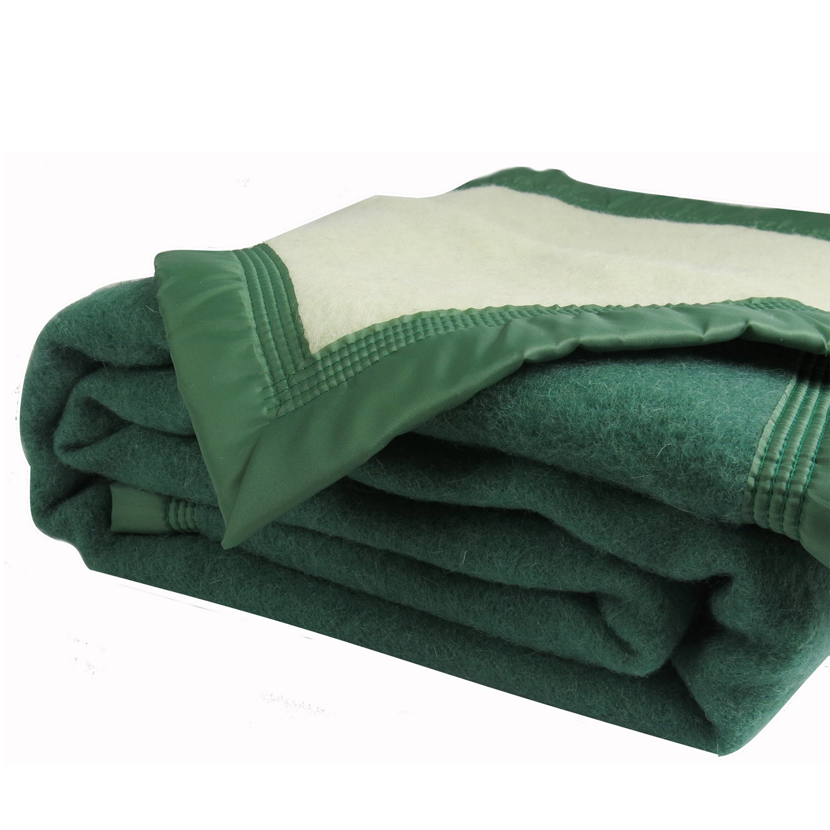 Couverture Pure Laine Vierge 600g/m2 bicolore - Vert - 180x220 cm ...