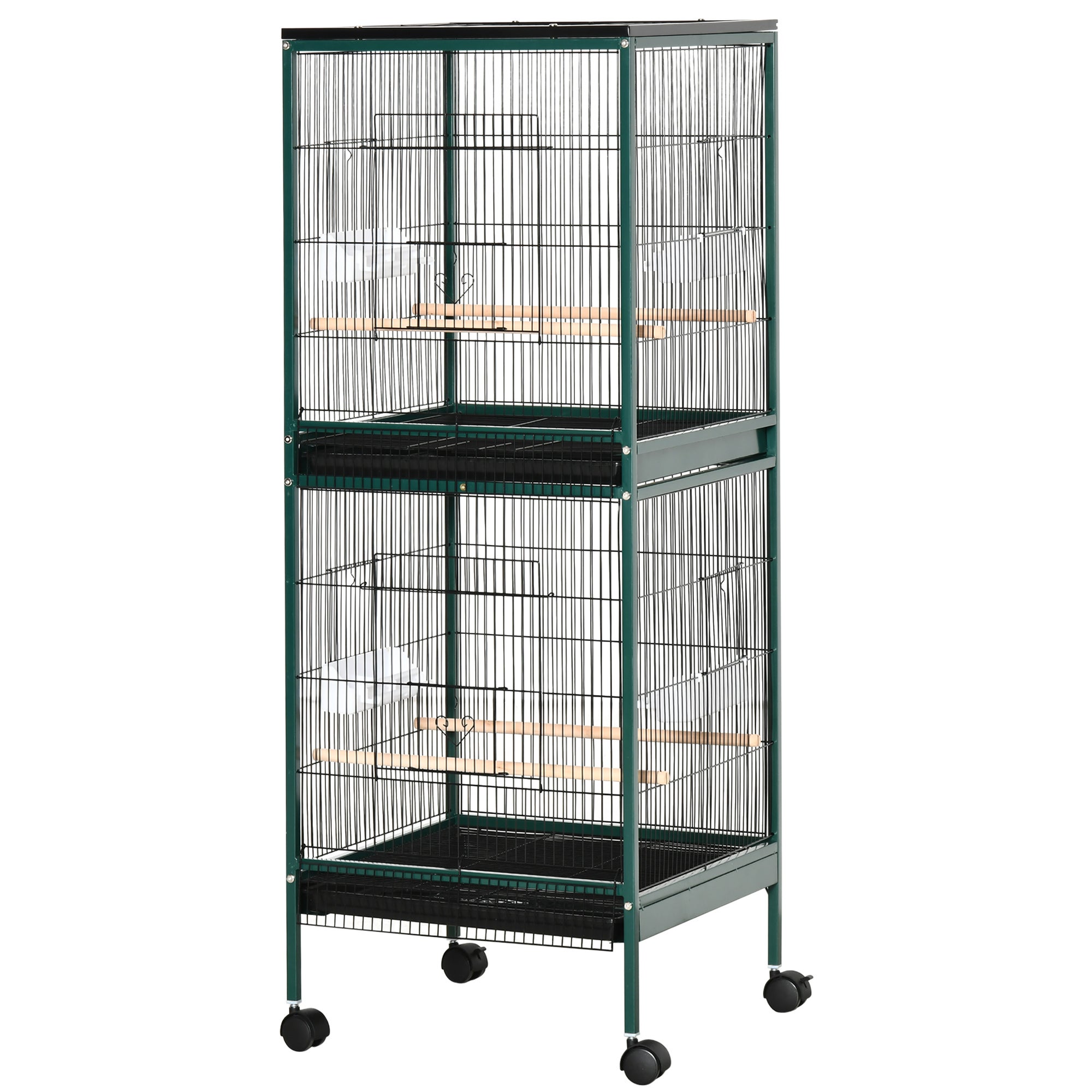 Grande Cage à Oiseaux sur pied double avec mangeoires perchoirs plateau ...