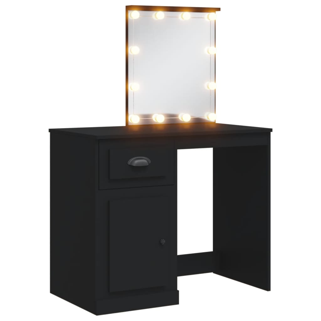Coiffeuse avec lumières LED noir 90x42x132,5 | Leroy Merlin