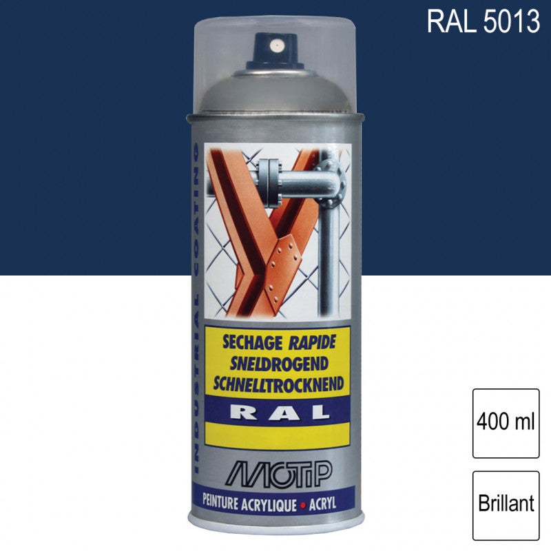 Peinture aérosol RAL 5013 Bleu cobalt brillant 400ml MOTIP | Leroy Merlin