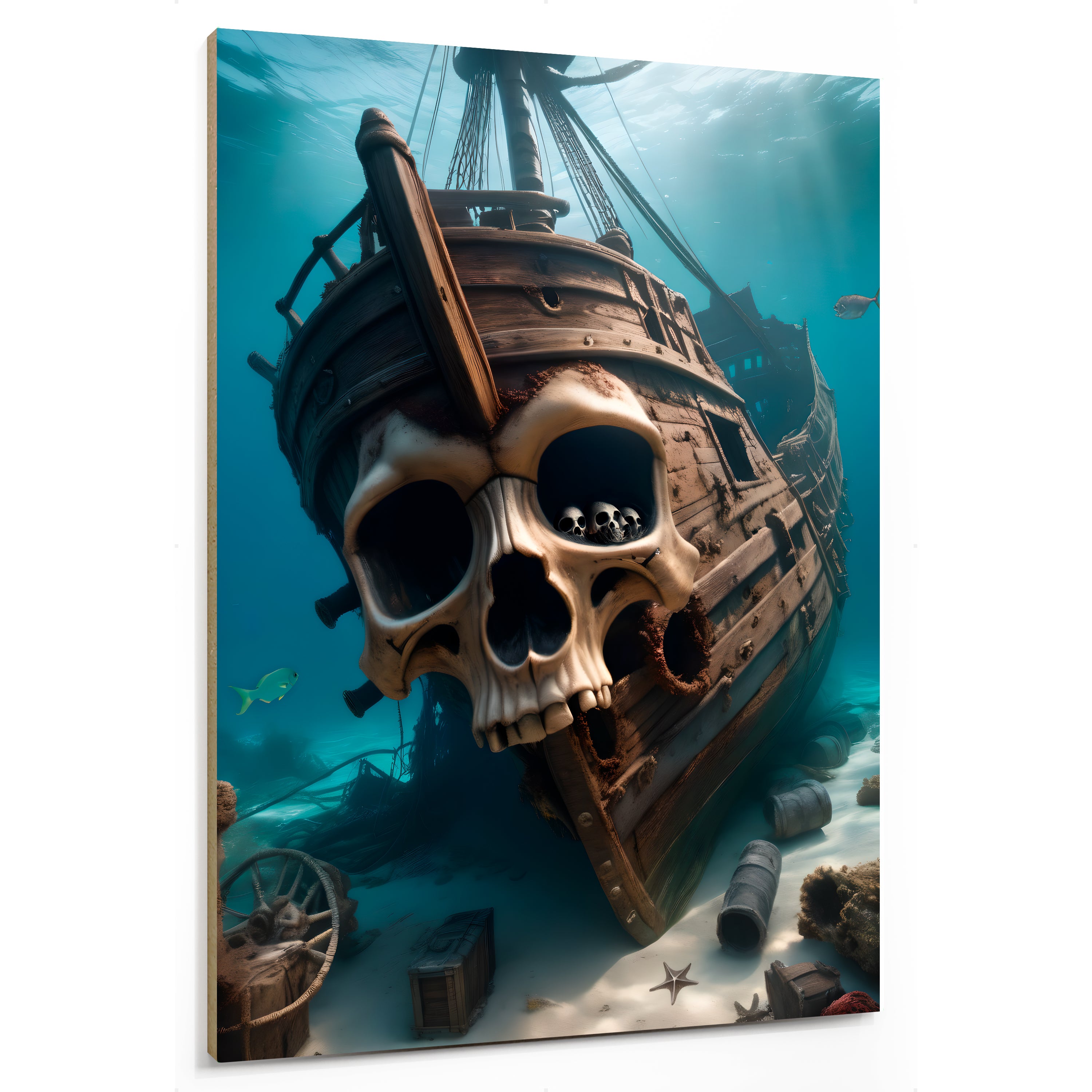 Tableau déco Épave de Pirates au Fond de la Mer - 30x40 cm | Leroy Merlin