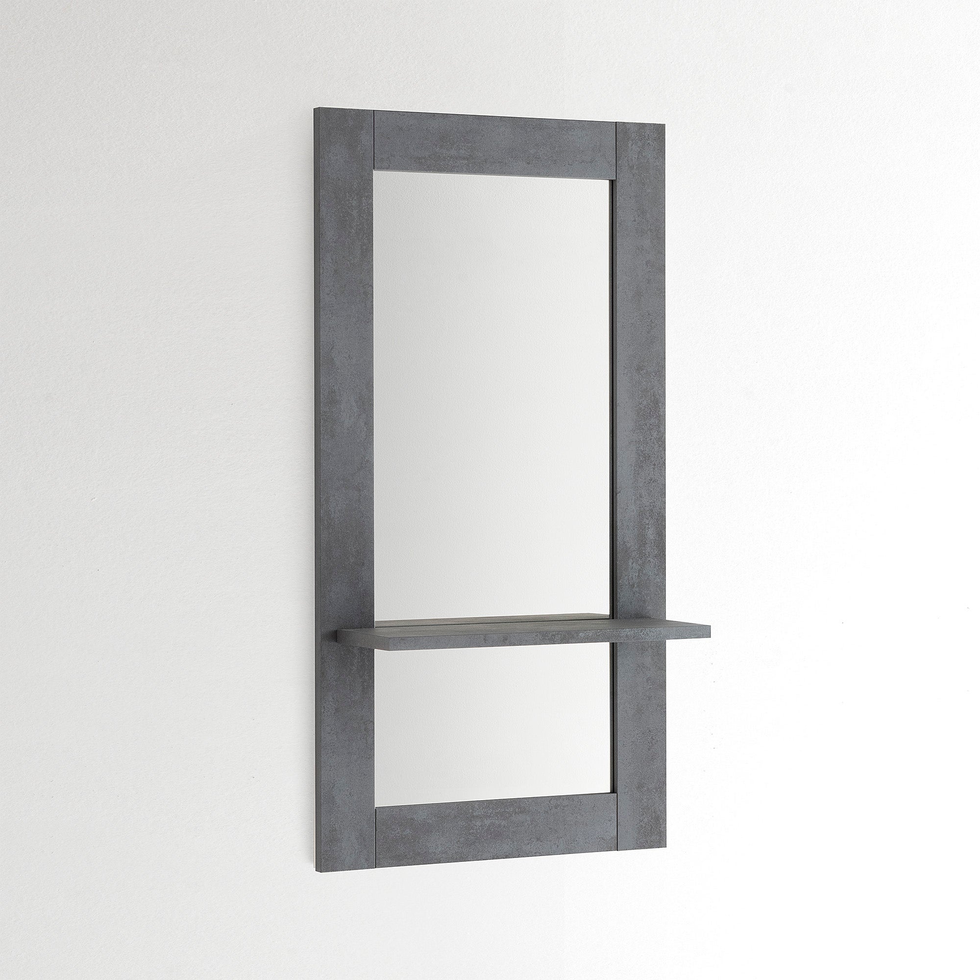 ARHome, Miroir mural avec étagère Urban, 126 x 66, Béton Foncé, Made in ...