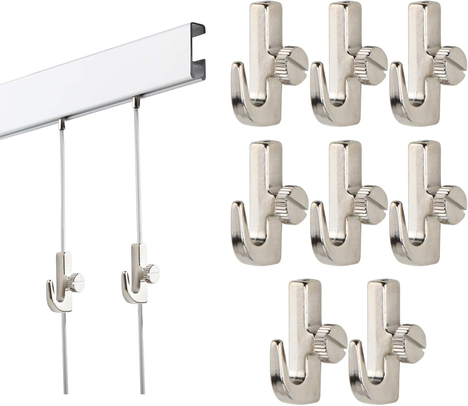 Lot de 10 Crochets Mini Argentés, Accessoires pour Cimaise et Rail de ...