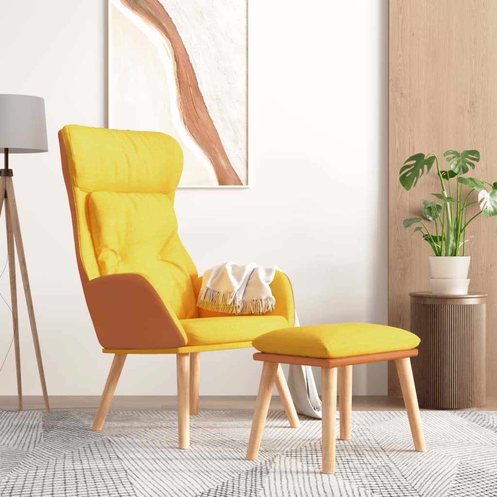 Chaise de relaxation avec repose-pied Jaune moutarde vidaXL | Leroy Merlin