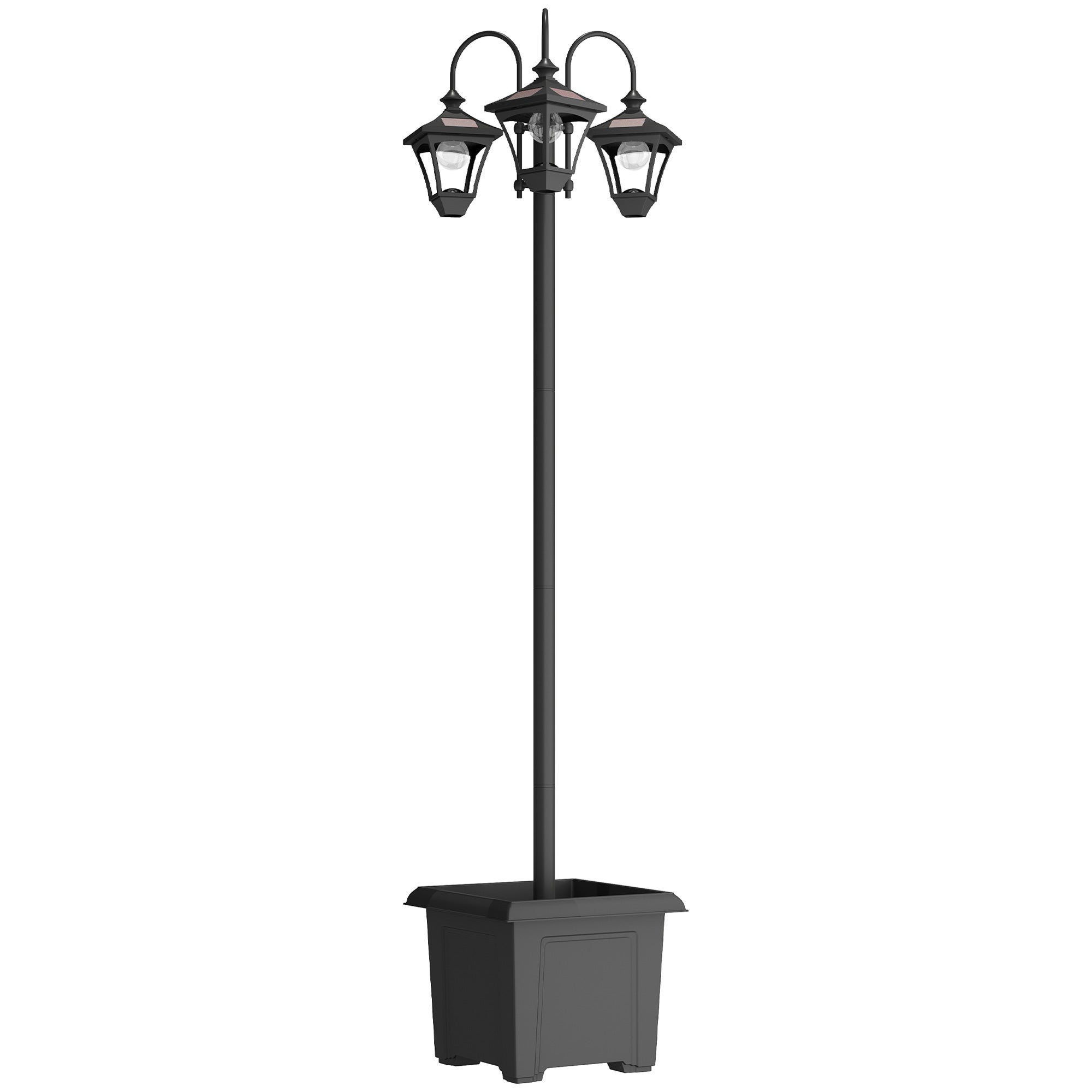 Farola Solar Outsunny ABS, Acero Inoxidable Negro 52x52x185 cm | Leroy ...