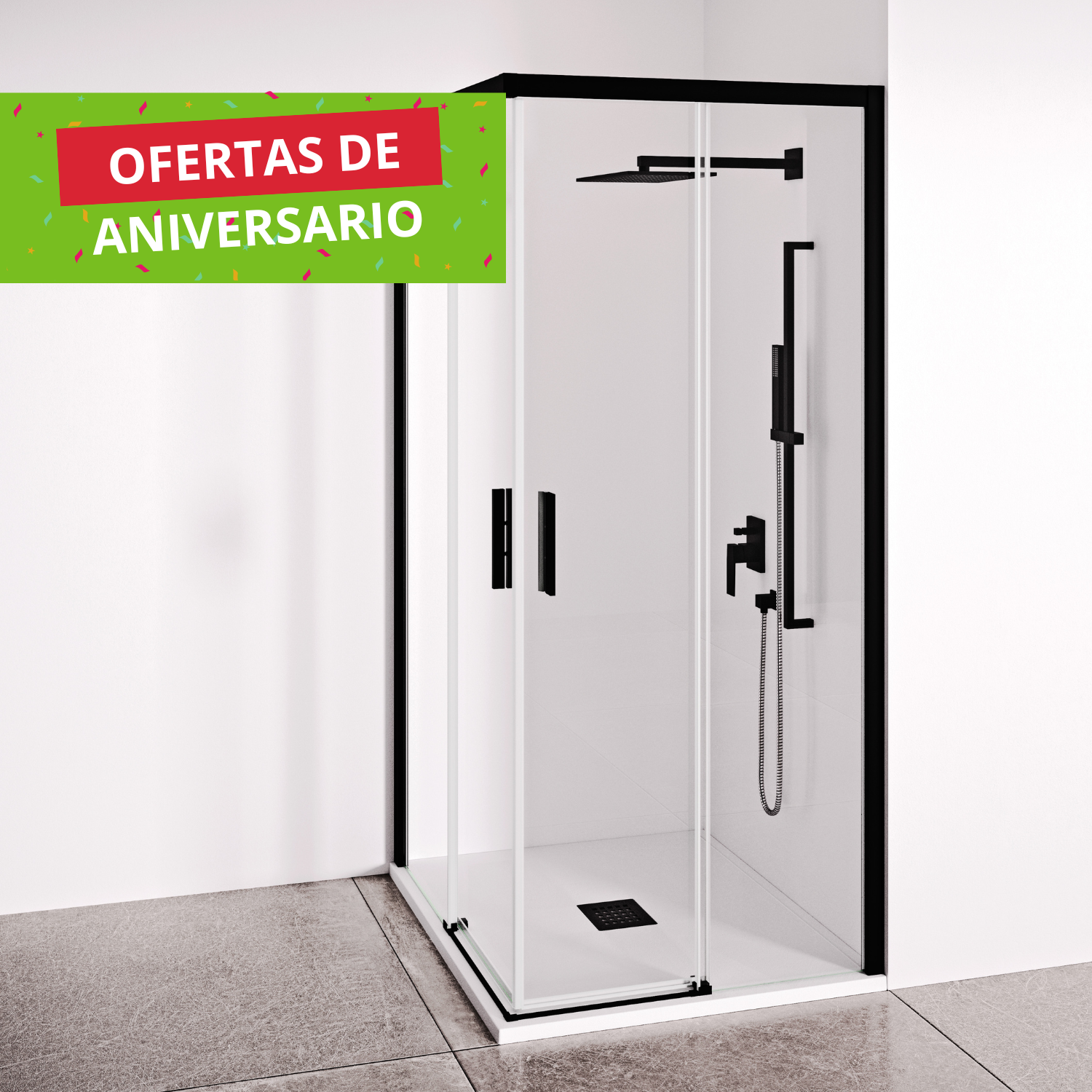 Cabine de douche 2 portes coulissantes + 2 panneaux fixes - Verre ...