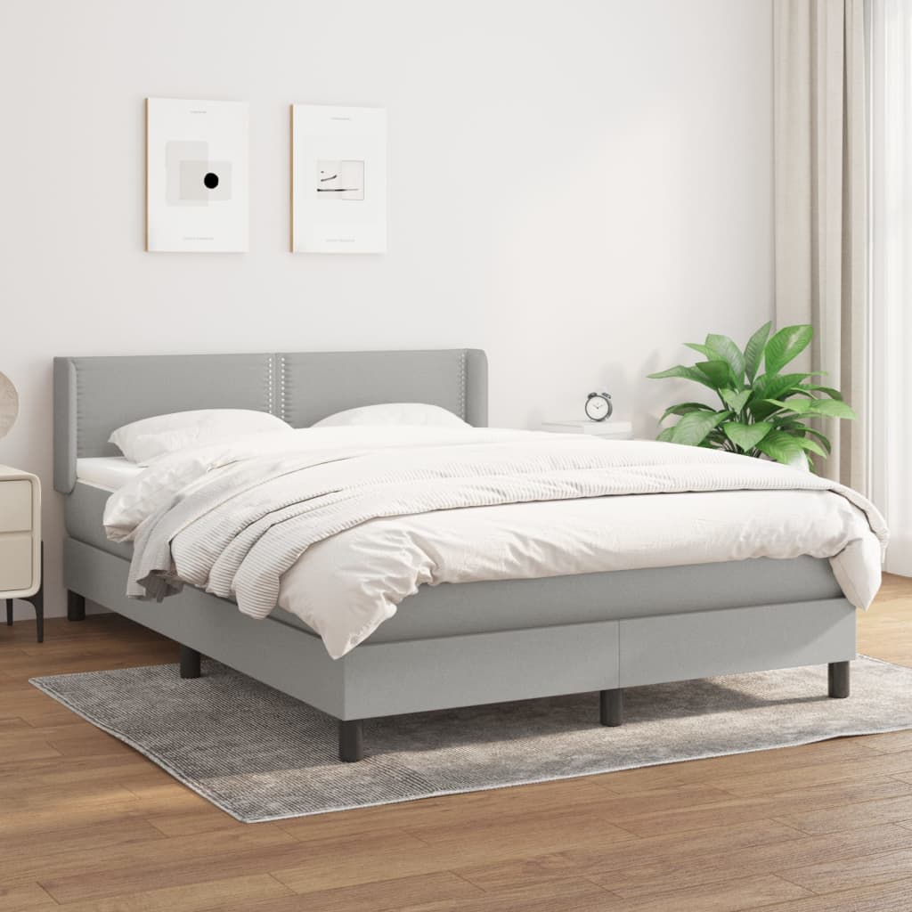 Cama con somier y colchón Gris claro 140x200cm Tela | Leroy Merlin