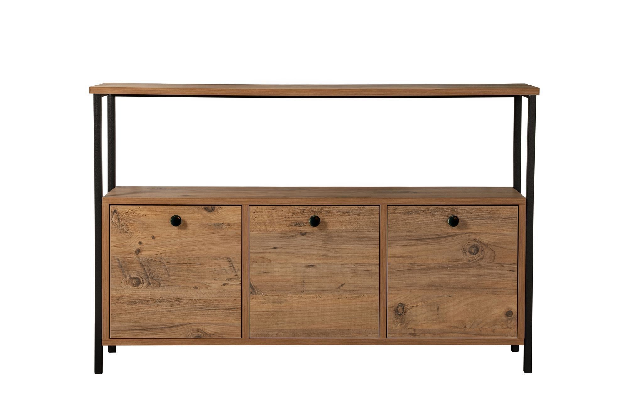 Console en bois "Solace" - 120 x 29 x 77 cm - Pin atlantique Noir ...